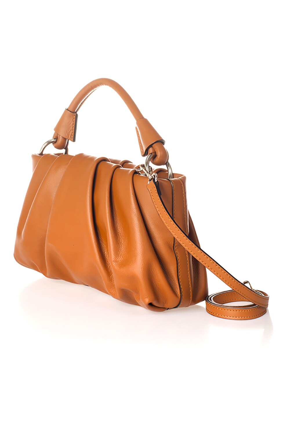 Massimo Castelli, Geanta crossbody din piele cu model plisat, Caramel ...
