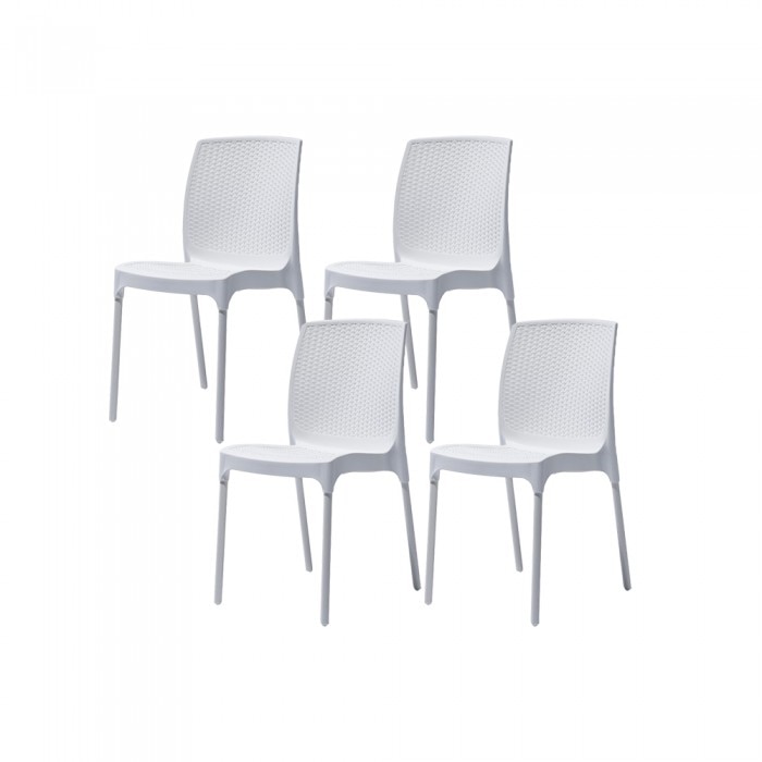Set 4 scaune RAKI SUNNY RATAN culoare alba D56xH84xW45xSH45cm ...