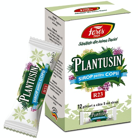 Sirop tuse Plantusin forte copii, 12 plicuri x 5ml, Laboratoarele Fares ...