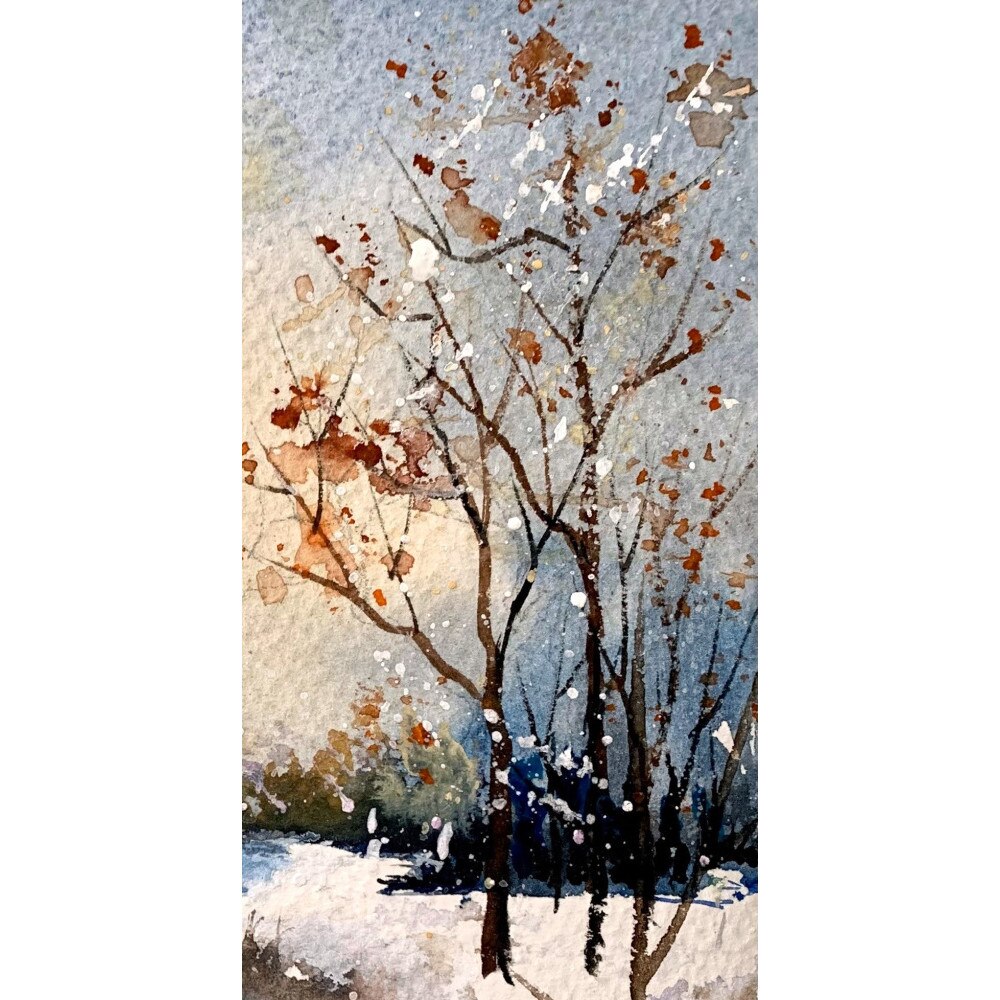 Tablou pictat manual in acuarela, Pictura Hobby, Parau inghetat ...