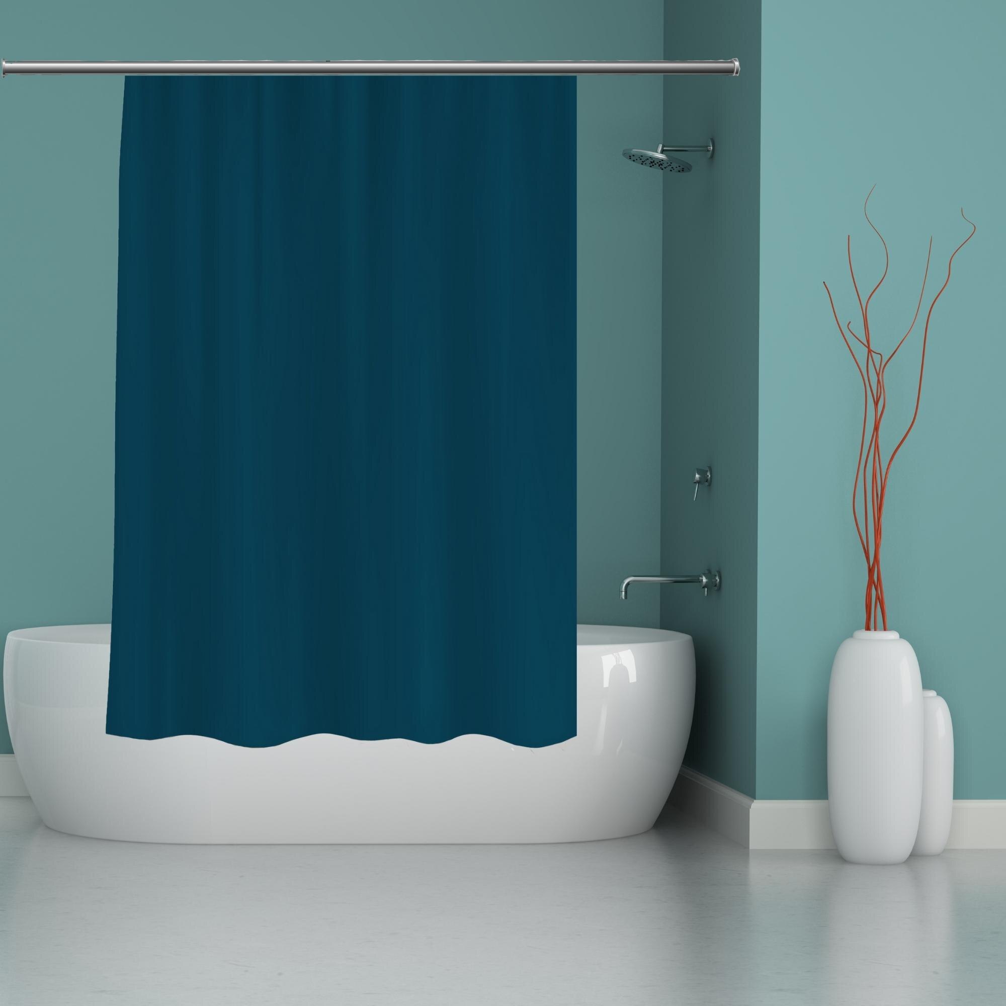 Perdea de dus cu 12 inele, PEVA, 180 x h200 cm, Barneys, albastru - eMAG.ro