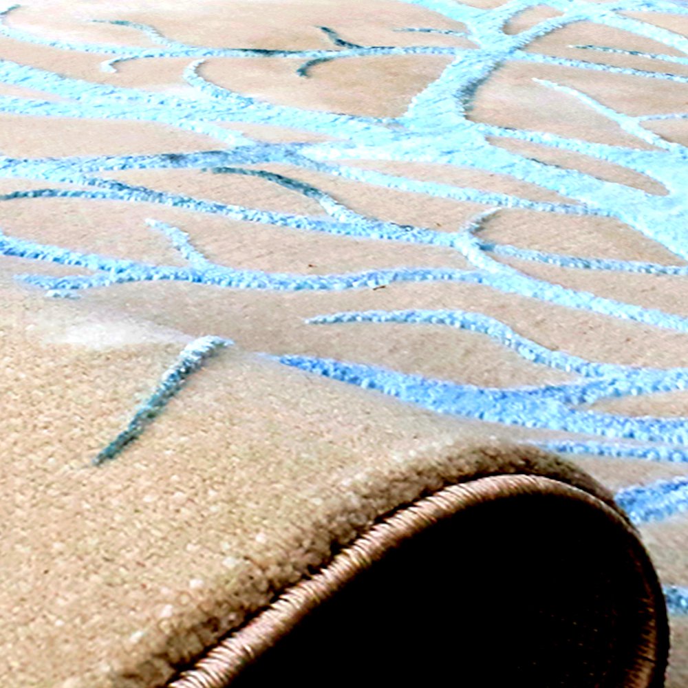 Covor modern, bej, turcoaz, crengute, 200 x 300 cm - eMAG.ro