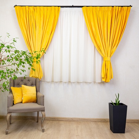 Set 2 draperii scurte cu doua benzi de prindere Hiko COMFY catifea ...