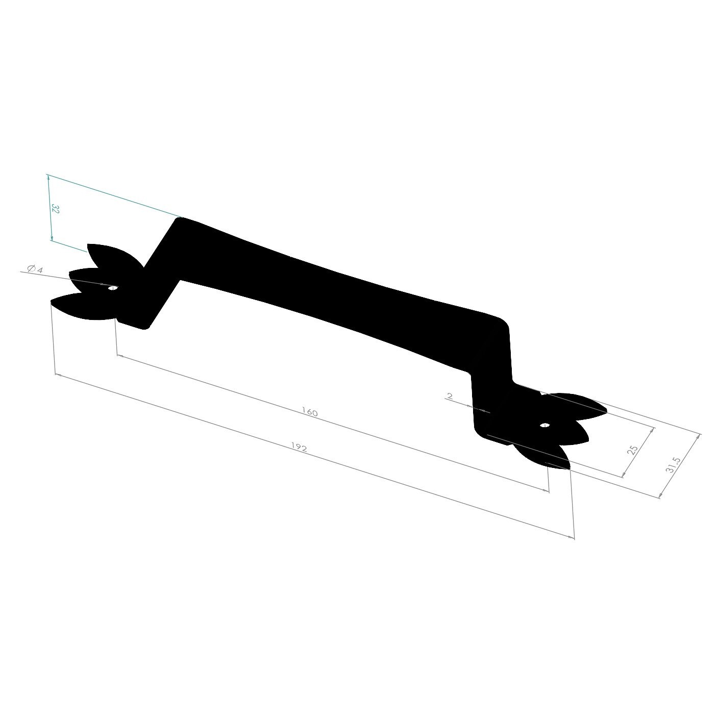 Maner metalic model Rustic 192 mm Model 1, negru - eMAG.ro