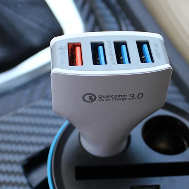 Incarcator auto Qualcomm 3.0 Fast Charge, 4 x USB, 7A, alb - eMAG.ro