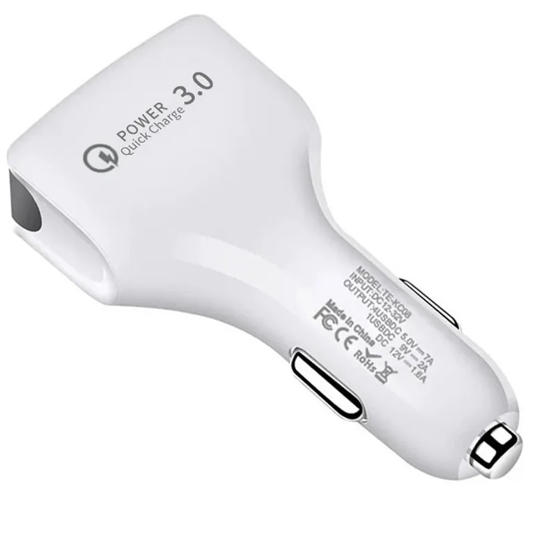 Incarcator auto Qualcomm 3.0 Fast Charge, 4 x USB, 7A, alb - eMAG.ro