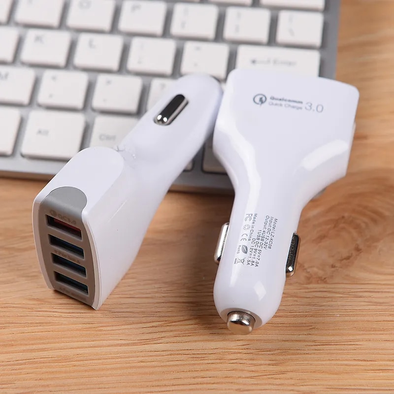 Incarcator auto Qualcomm 3.0 Fast Charge, 4 x USB, 7A, alb - eMAG.ro