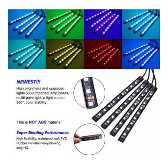 Kit banda led auto, 4 benzi autoadezive si functie sonora, cu 12 leduri ...
