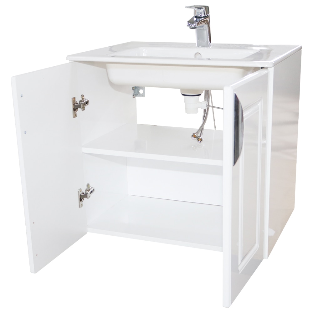 Masca cu lavoar cu 2 usi suspendata, Mdf Alb lucios, 61 x 45 x 55 cm ...