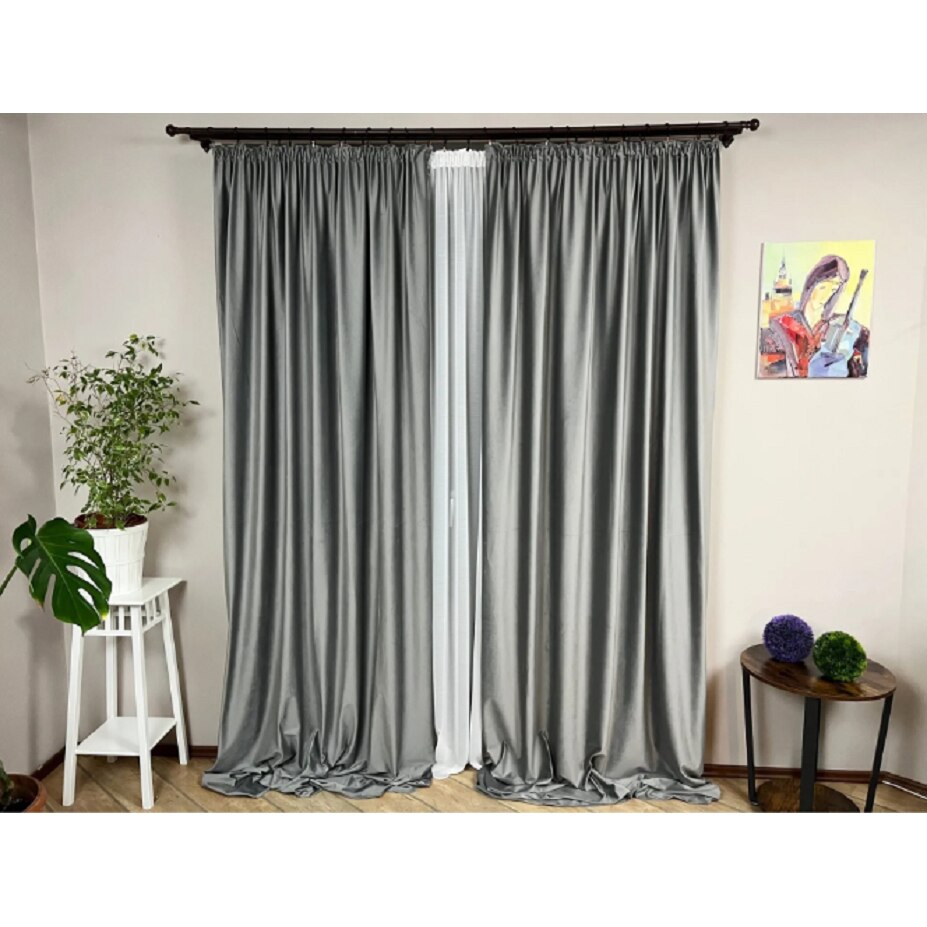 Set 2 draperii Adoravic, catifea gri perlat 2x140x250 cu rejansa - eMAG.ro