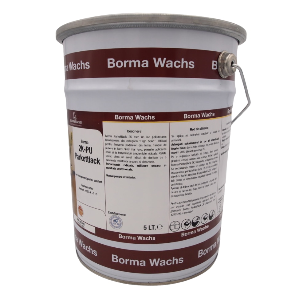 Extra-ellenálló poliuretán matt parkettalakk készlet, Borma Wachs, 2K-PU PARKETTLACK KIT, 10L ...