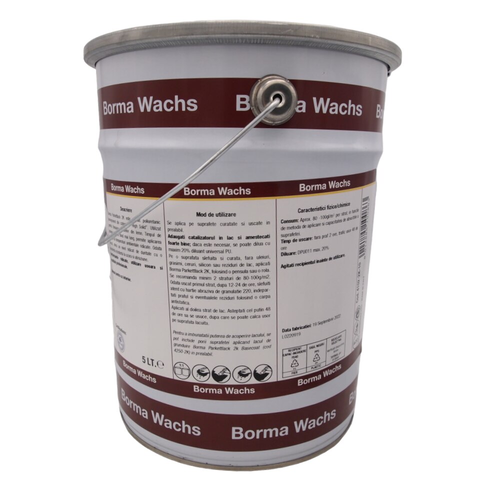 Set pentru finisarea parchetului cu lac de parchet bicomponent, Borma ...