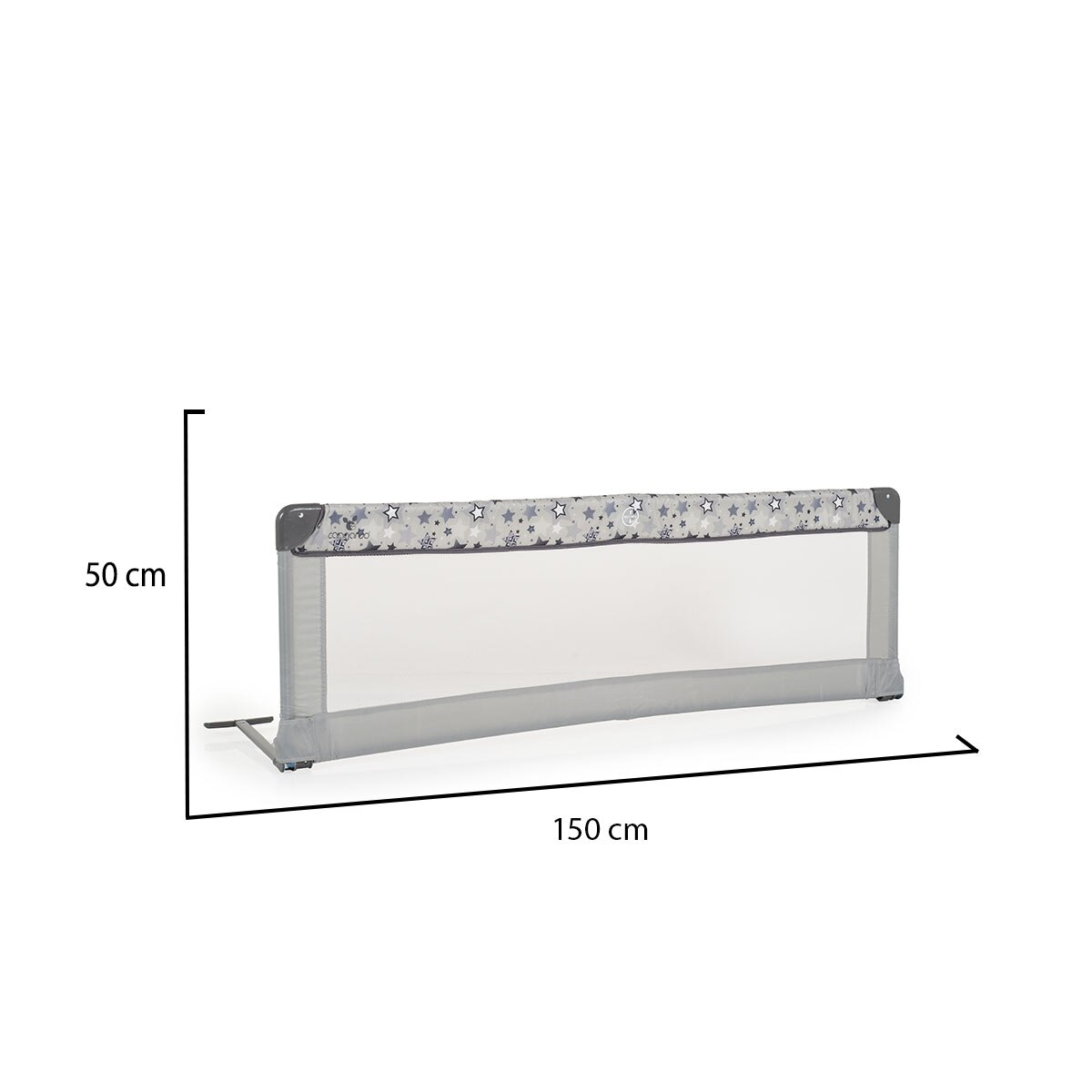 Bariera de protectie pentru pat Bed Rail Cangaroo Gray Stars, 150x50 cm ...