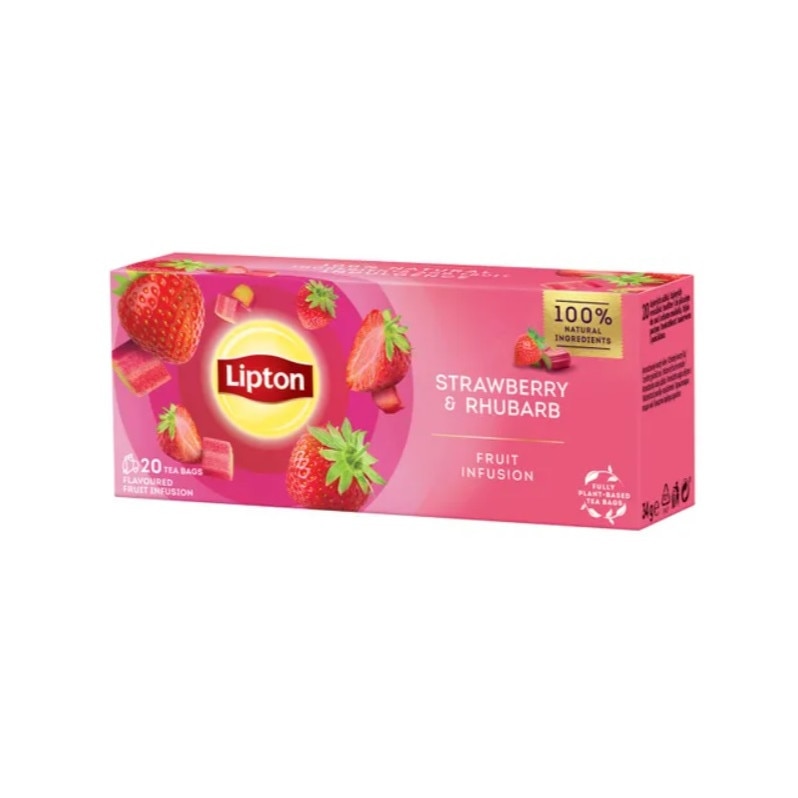 Ceai LIPTON Capsuni si Rubarba, 20 pliculete - eMAG.ro