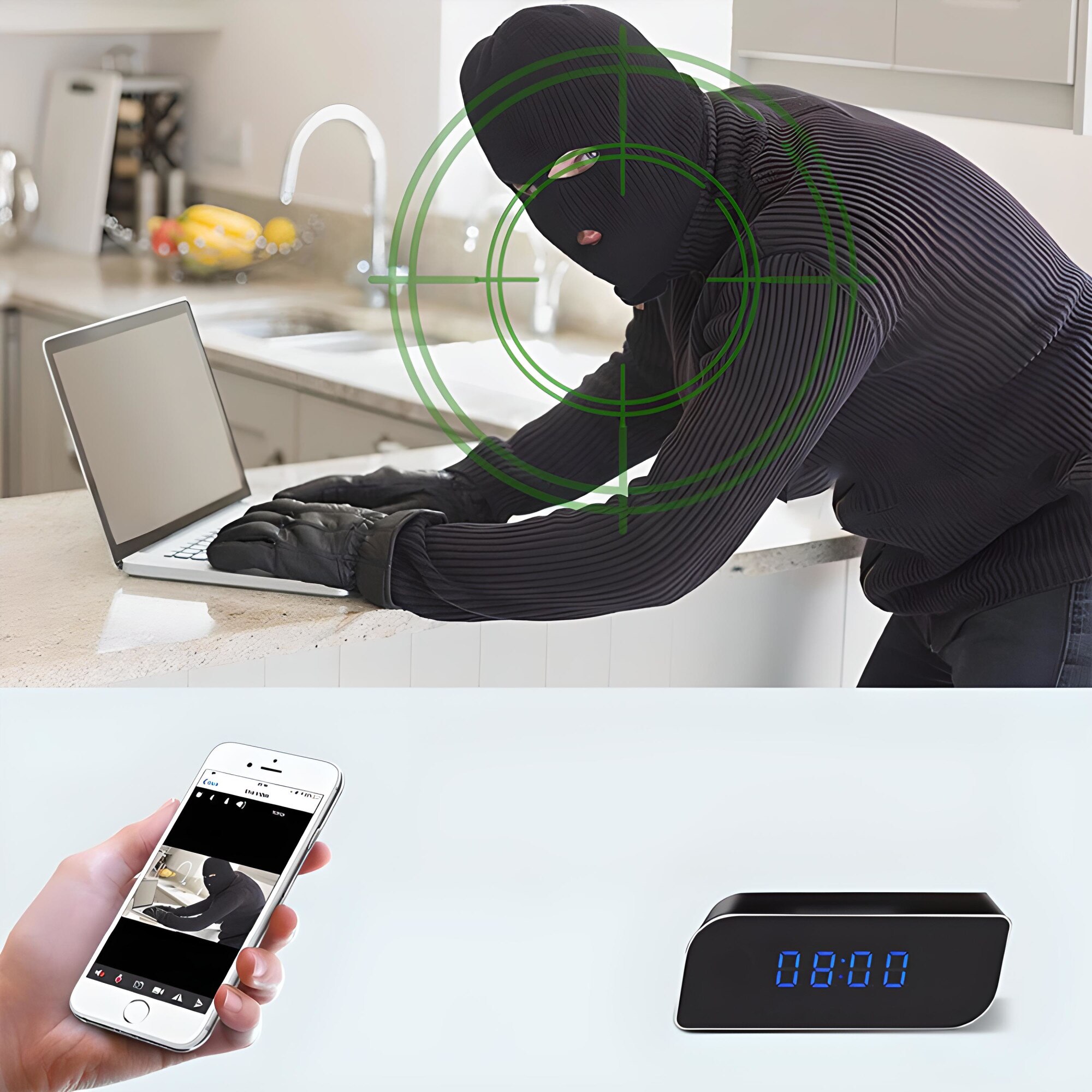 Camera de Spionaj Wi-Fi IP Ascunsa in Ceasul Desteptator cu Camera si ...