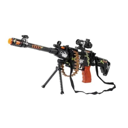 Mitraliera de jucarie, cu luneta, trepied, sunete, lumini, vibratii ...