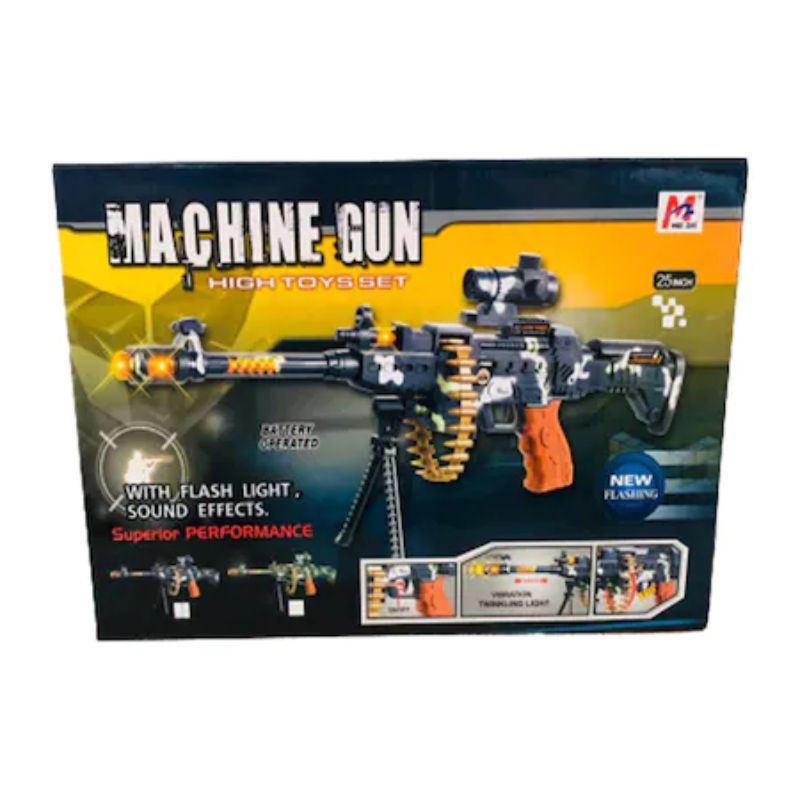 Mitraliera de jucarie, cu luneta, trepied, sunete, lumini, vibratii ...