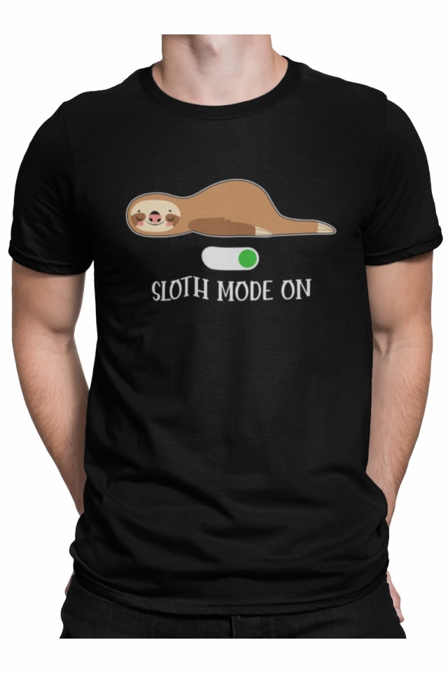 Férfi póló Sloth mód bekapcsolva, vicces, Priti Global, fekete, S - eMAG.hu