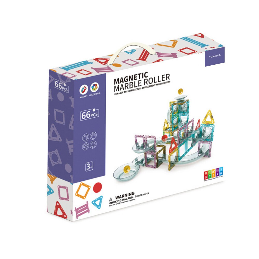 Set de Constructie Magnetic cu Tevi Tiles 3D, 3x minge colorata ...