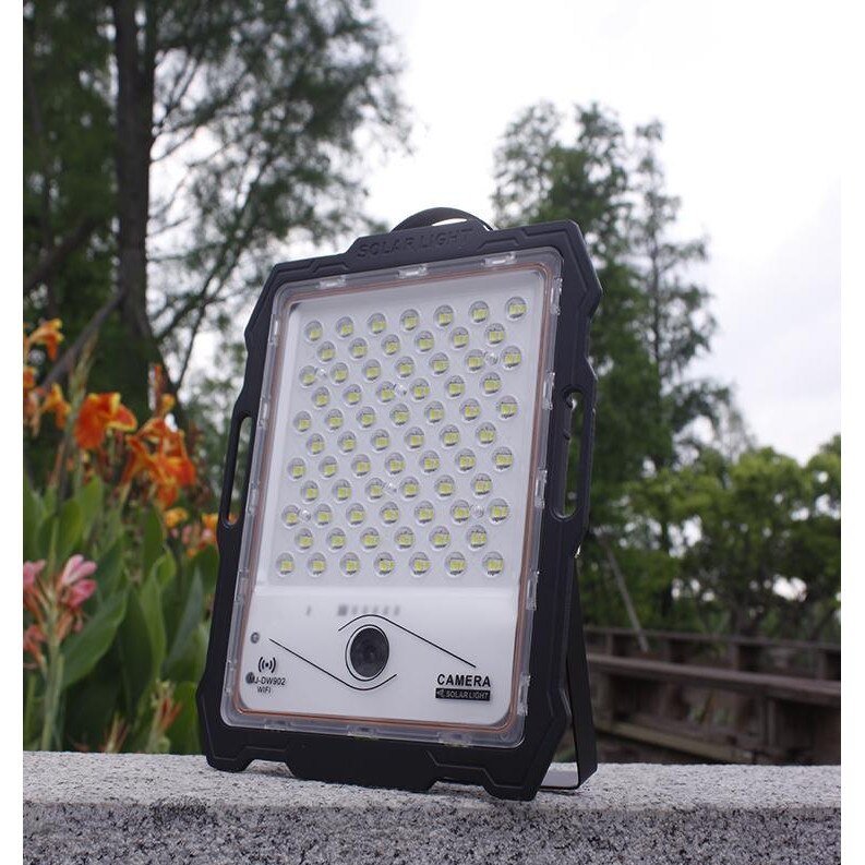 Proiector LED MJ-DW902 cu panou solar si camera WiFi, 200W lumina alba ...