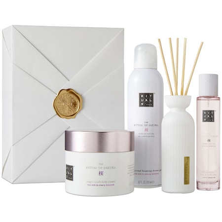 Set Rituals Sakura: Crema de corp, 200 ml + Spuma de dus, 200 ml + Parfum de par si corp, 50 ml ...