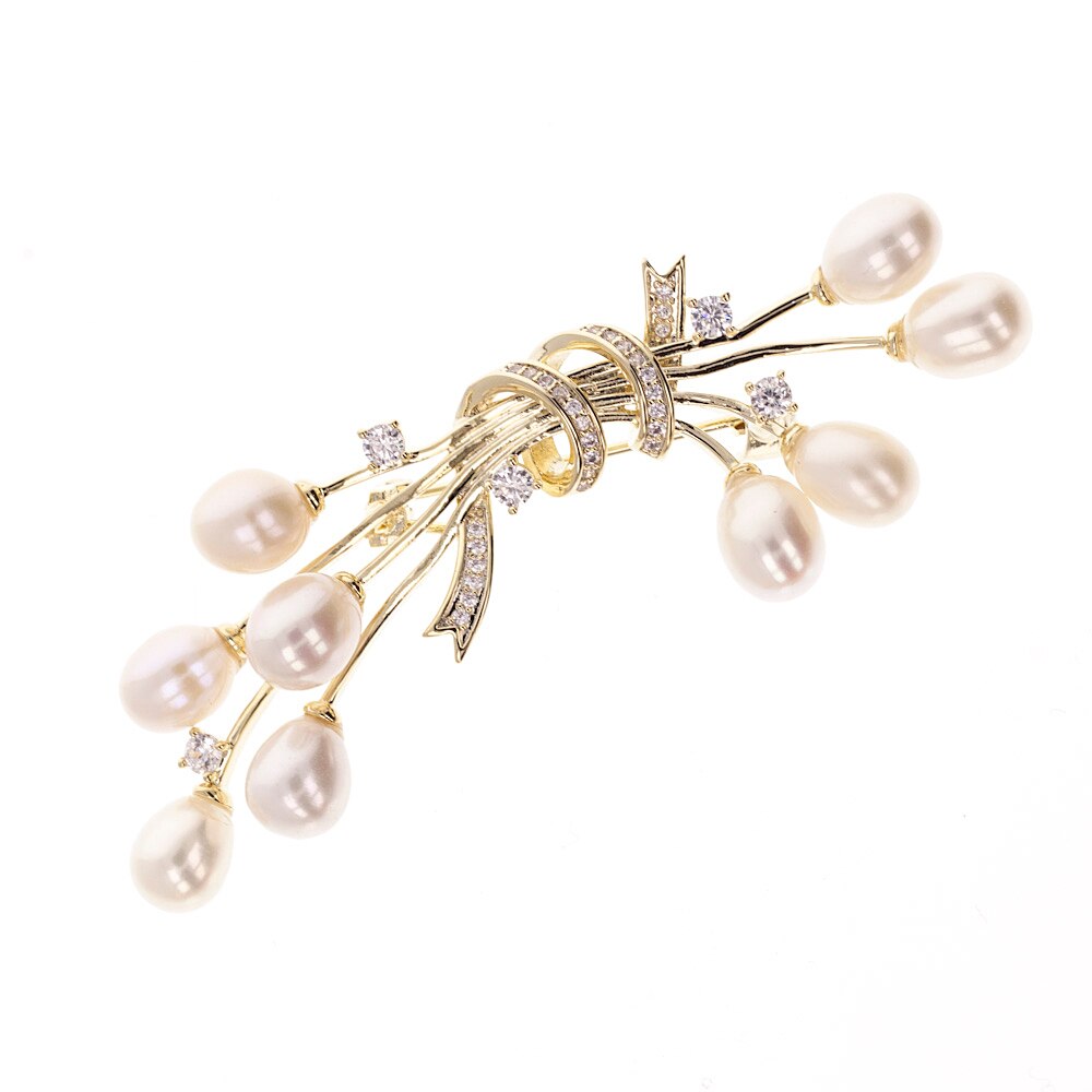 Brosa Gold Plated Perle cu Panglica - eMAG.ro