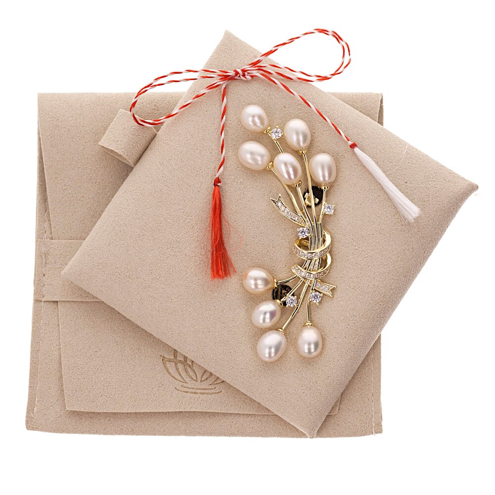 Brosa Gold Plated Perle cu Panglica - eMAG.ro