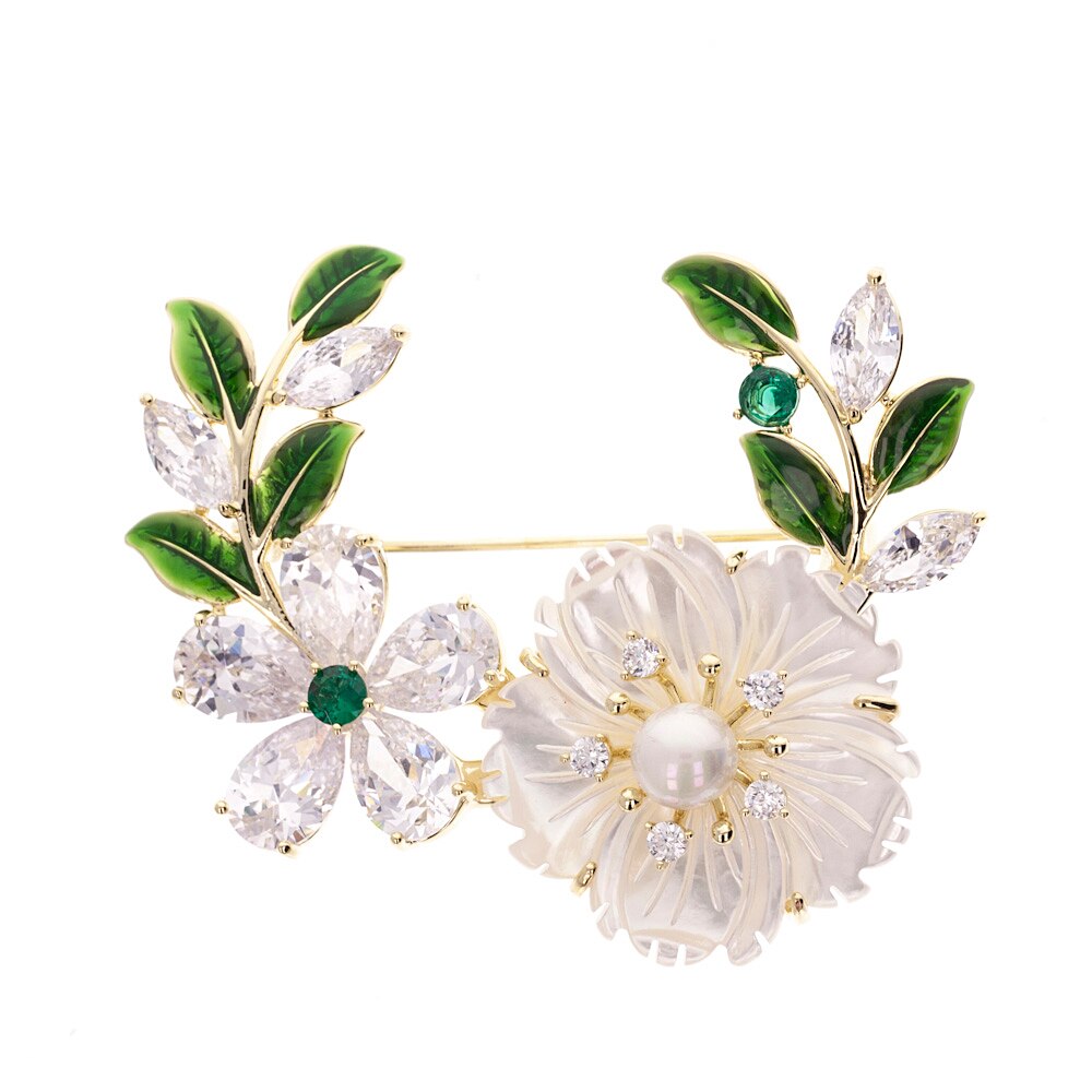 Brosa Gold Plated Coronita cu Floare Stralucitoare - eMAG.ro