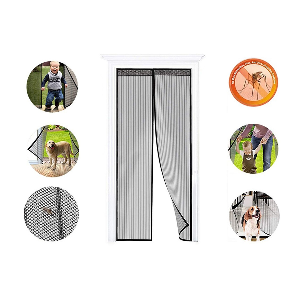 Plasa de tantari magnetica, Co.Ingros.Tex, Poliester, 120x240 cm, Negru ...