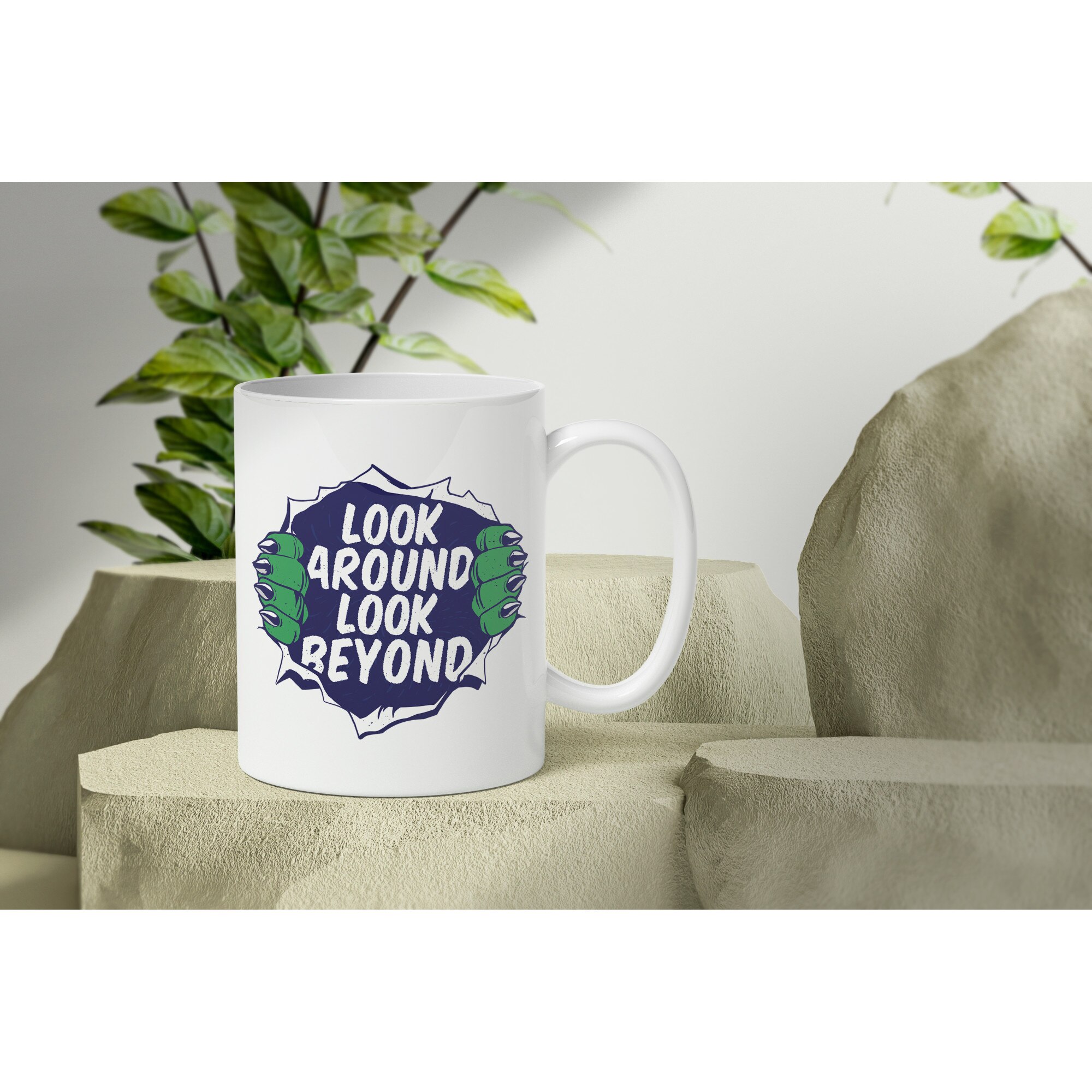 Cana Personalizata Monstru Look Around, Look Beyound, Ceramica, 330 ml ...