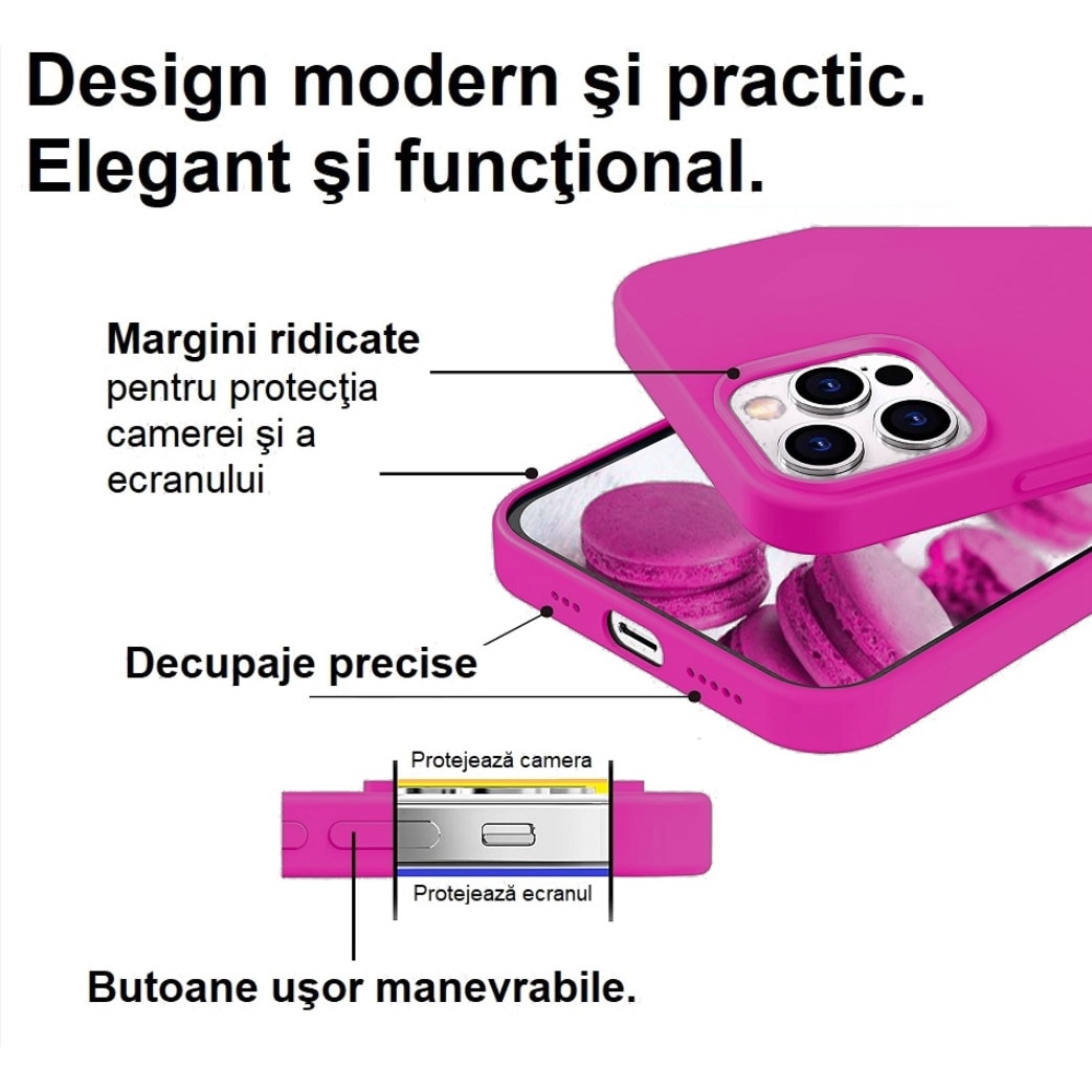 Husa de protectie compatibila cu iPhone 13 Pro Max, Raspberry, Liquid ...