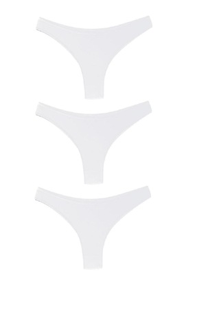 Set 3 chiloti brazilieni, bumbac, alb, marime M - eMAG.ro