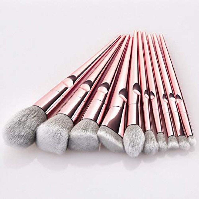 Set 10 pensule machiaj din par sintetic, forme diferite, maner ...