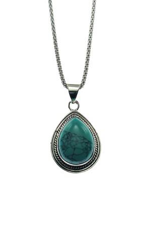 Colier din argint 925 TSR, cu pietre naturale turcoaz lacrima model 2 ...
