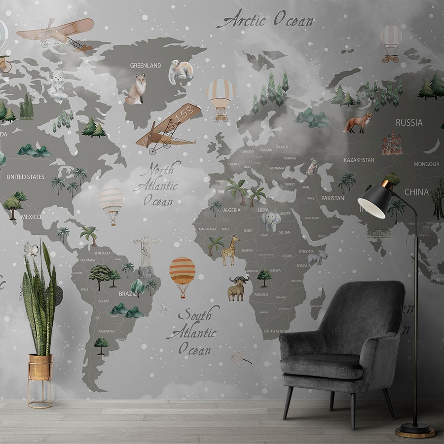 Öntapadó 3d tapéta, Mosható, World Map In The Winter, 150x300 cm - eMAG.hu
