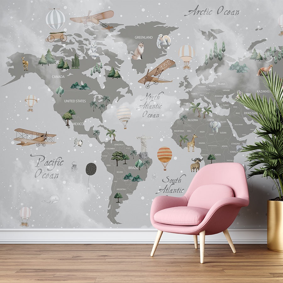 Öntapadó 3d tapéta, Mosható, World Map In The Winter, 150x300 cm - eMAG.hu