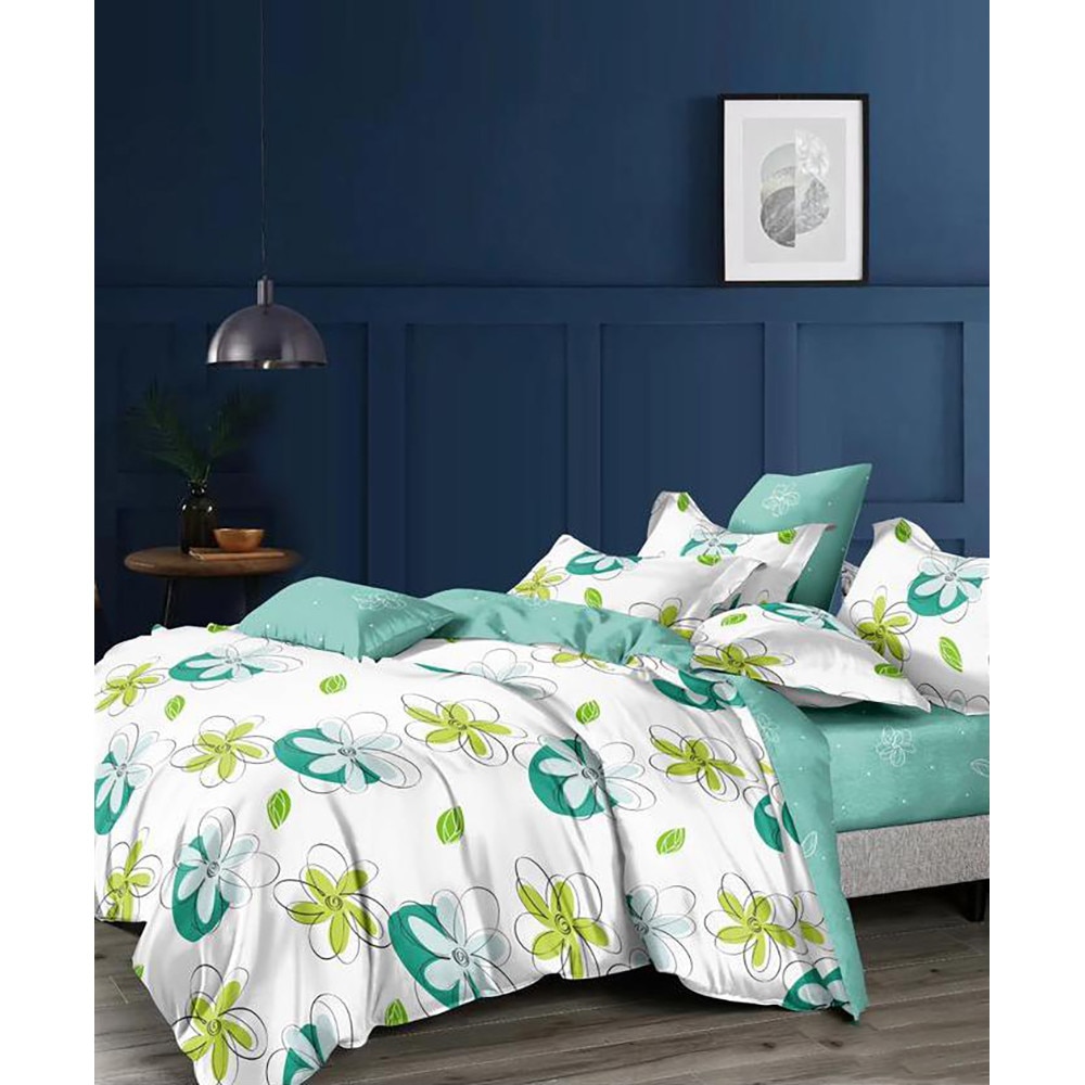 Lenjerie de pat matrimonial cu husa elastic pat si fata perna ...