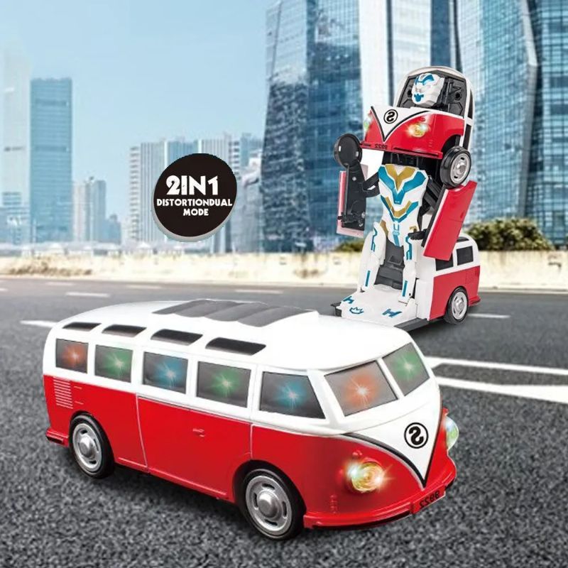Autobuz retro Transformers Robot, cu sunete si lumini, 22 cm, 3ani ...