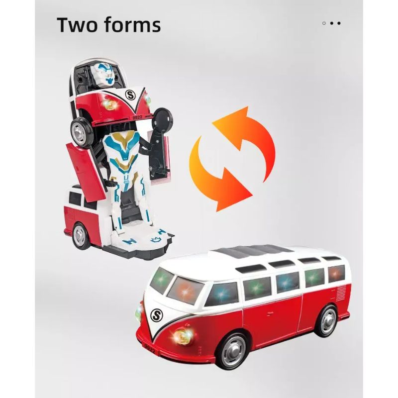 Autobuz retro Transformers Robot, cu sunete si lumini, 22 cm, 3ani ...