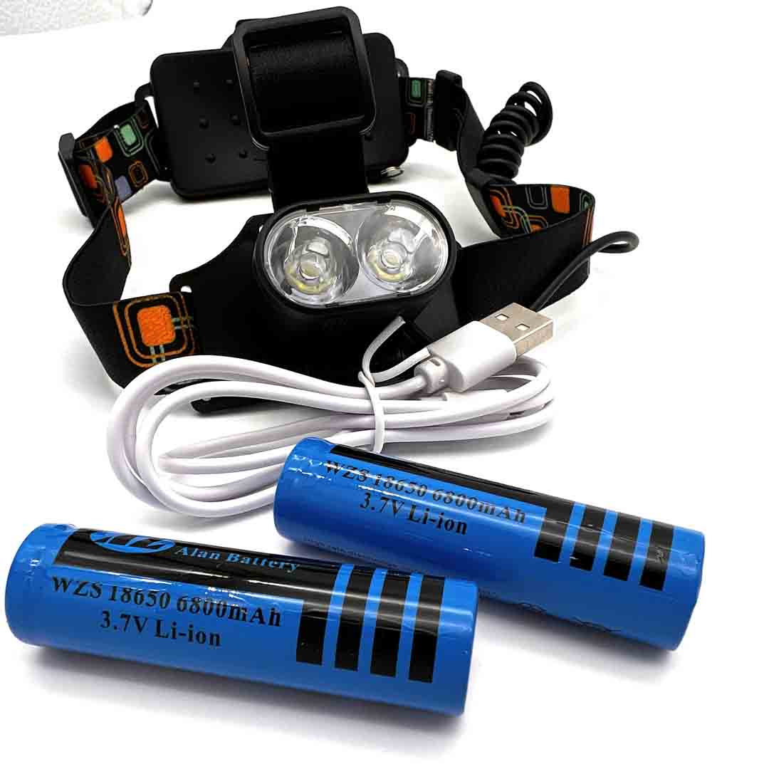 Lanterna de cap Led cu acumulatori 18650, 6800 mAh, 300 Lumeni - eMAG.ro