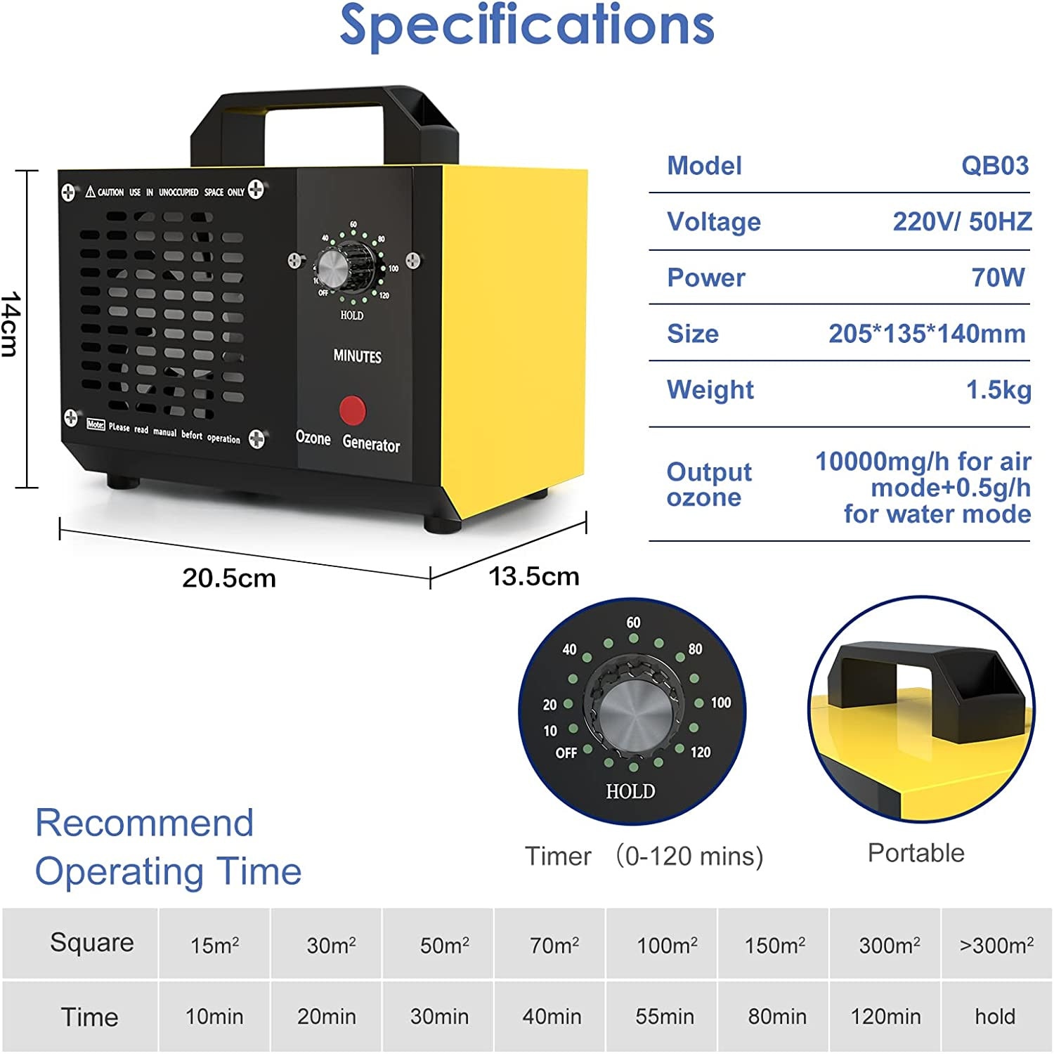 Generator de ozon profesional, 10.000 mg/ora, purificator de aer O3, cu ...