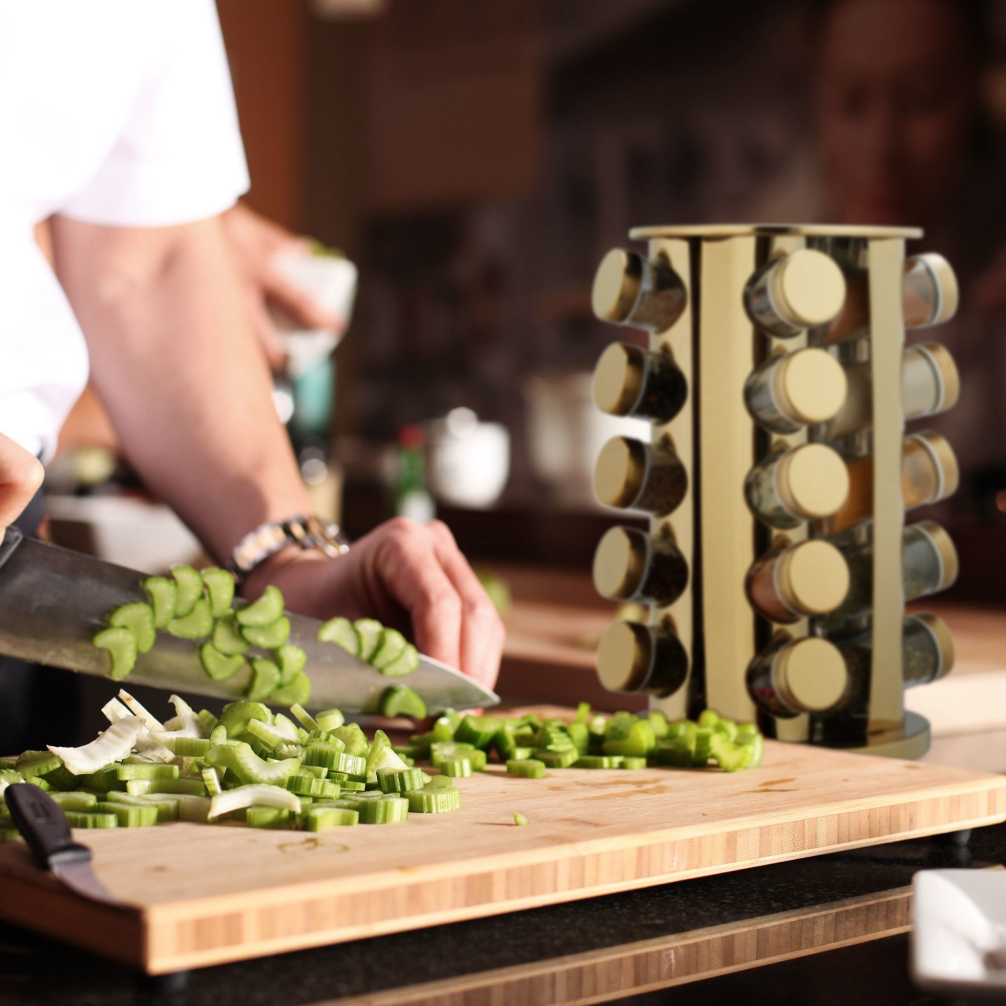 Set 20 de recipiente pentru condimente cu suport rotativ, inox, 33,5 x ...