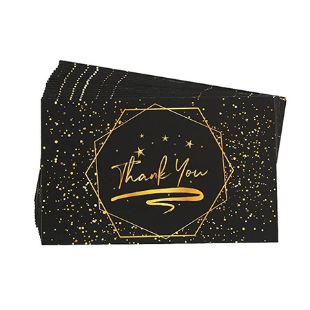 Set 20 de mini felicitari de multumire, Thank You, culoare negru cu ...