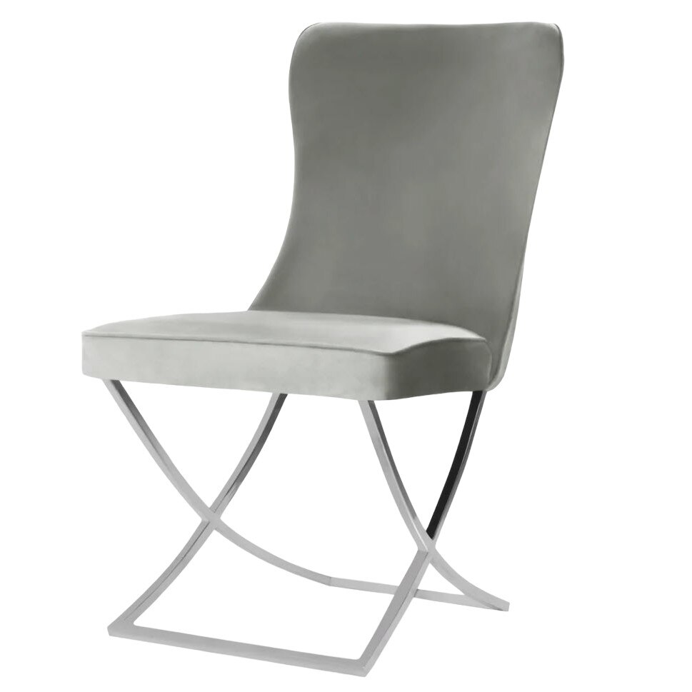Scaun deluxe X-metal argintiu, catifea gri - eMAG.ro