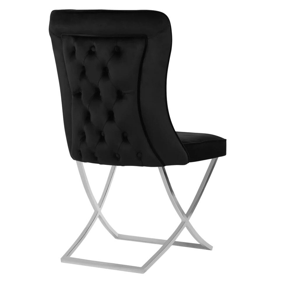 Scaun DELUXE metal, Argintiu / catifea Neagra 55x53x100cm - eMAG.ro