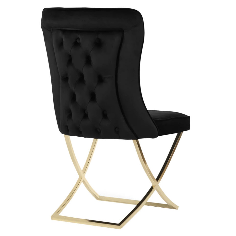 Scaun DELUXE metal, Auriu / catifea Neagra 55x53x100cm - eMAG.ro