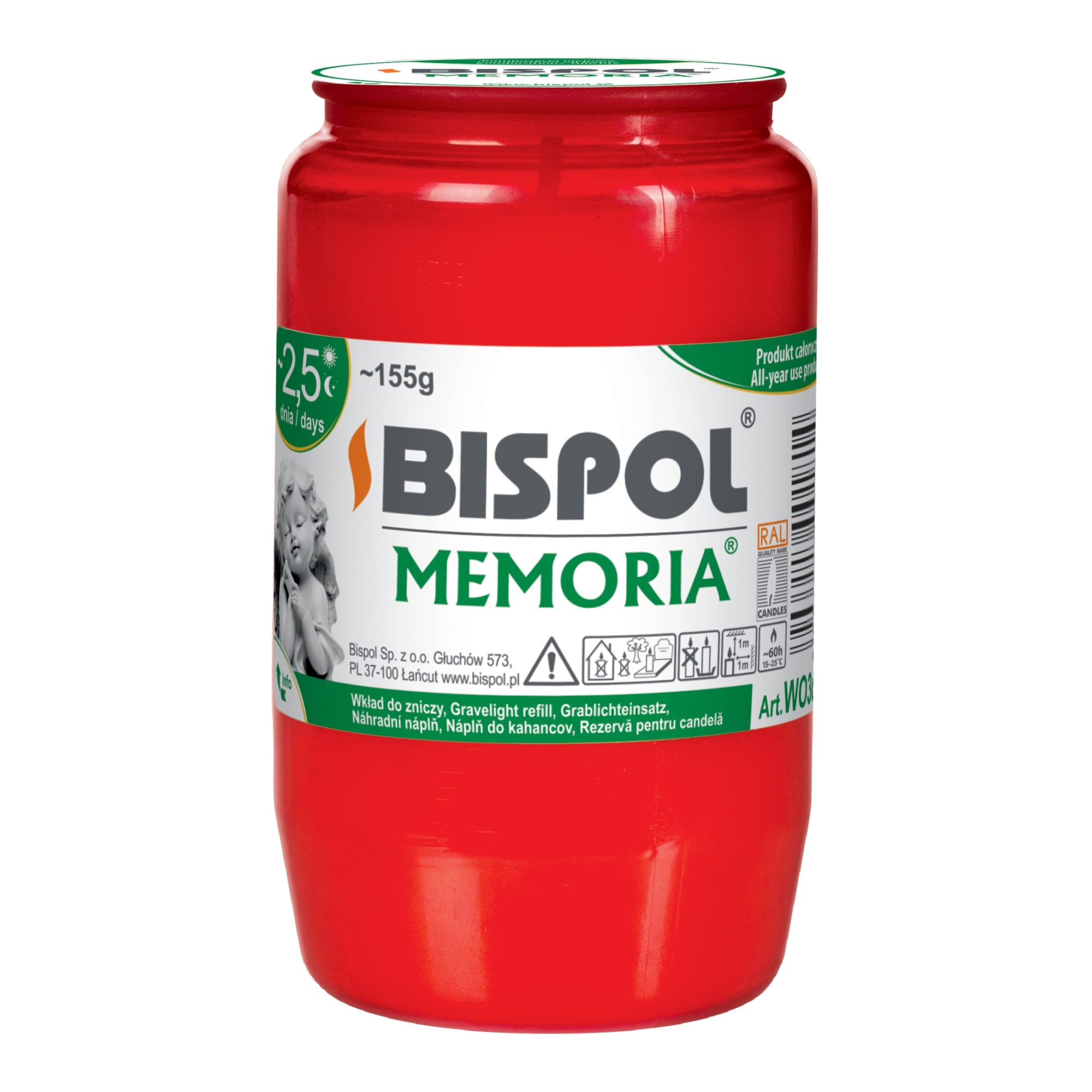 Комплект от 24 части Reserve Memory Candle WO3 червена, 60 часа, Bispol ...