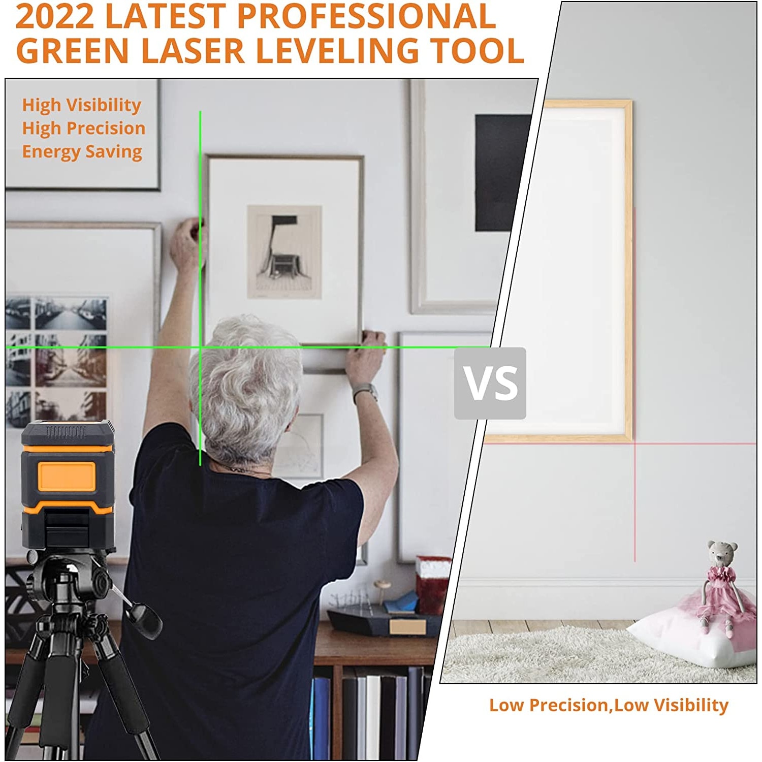 Лазерен нивелир, GOXAWEE, 360° градуса с 2 кръстосани линии, 25m, IP54 ...