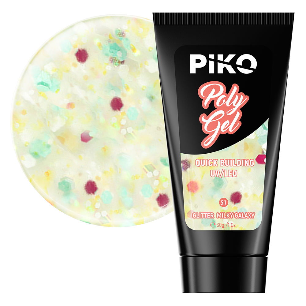 Piko Polygel color UV építő zselé, 30 g, 51 Glitter Milky Galaxy - eMAG.hu