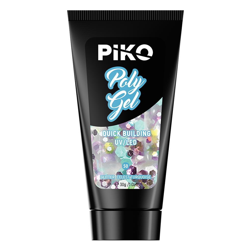Gel UV constructie, Polygel color, Piko, 30 g, 50 Glitter Celest ...
